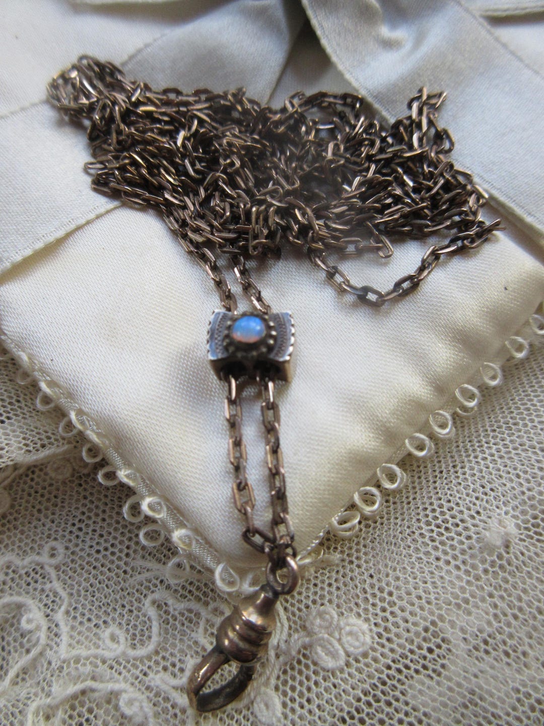 Antique Victorian Ladies Watch Chain in Gold Fill With Opal Slide - Etsy