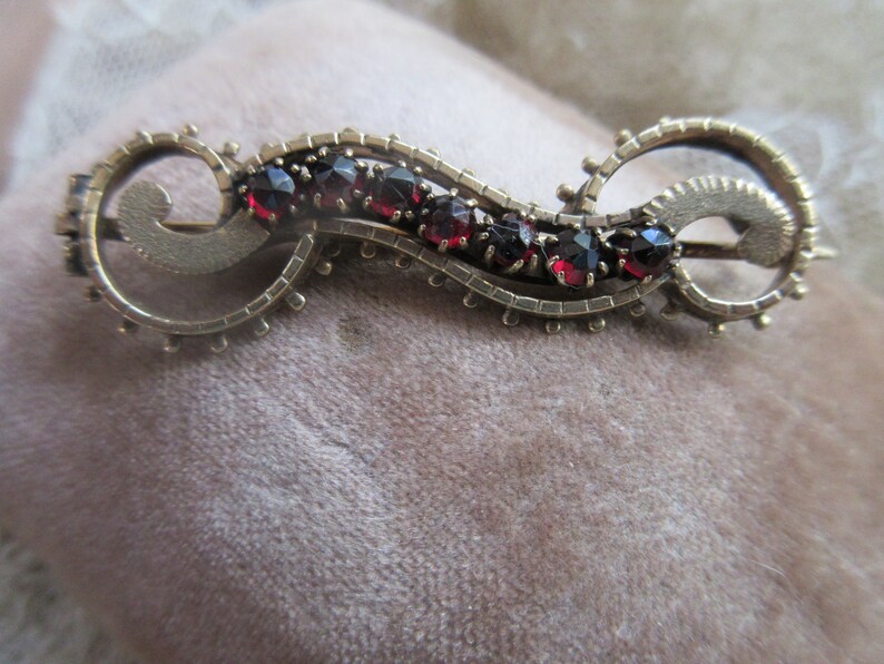Antique Bohemian Garnet Pin in Gold Fill - Rose Cut Garnet Gift of Love ...