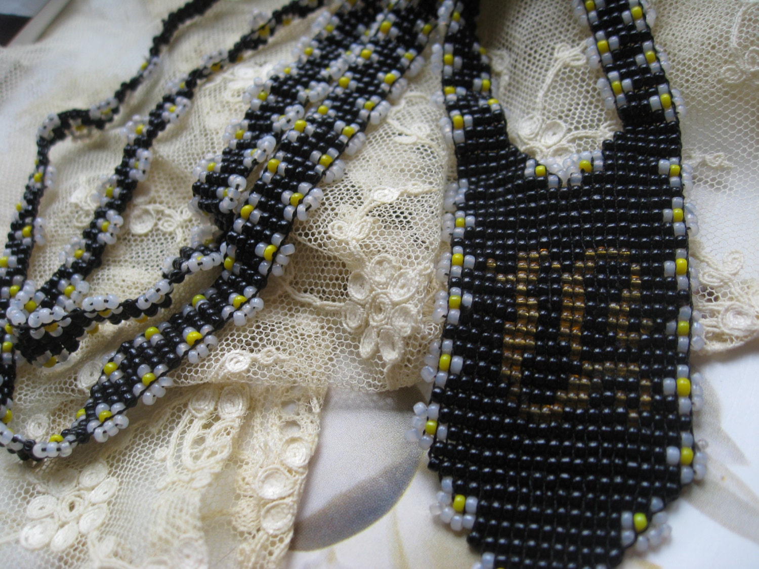 Vintage Flapper Necklace, Hand Beaded Jewelry, 1920s Necklace, 1920s ...