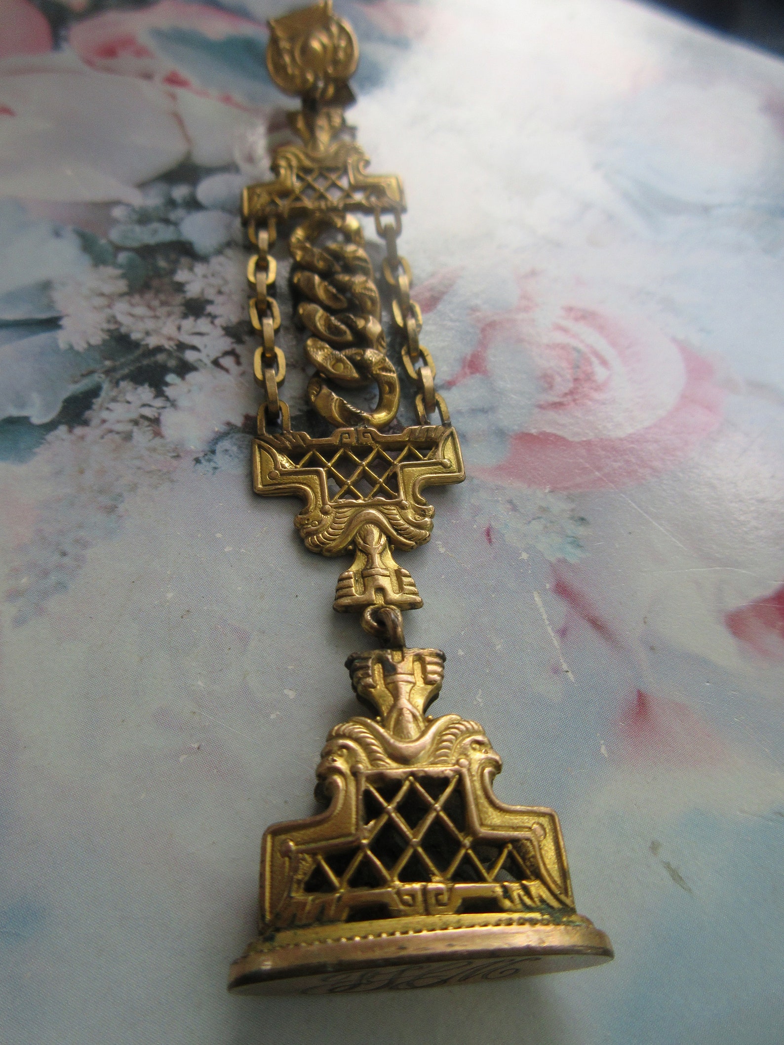Antique Pocket Watch Chain With Wax Seal Fob - Etsy