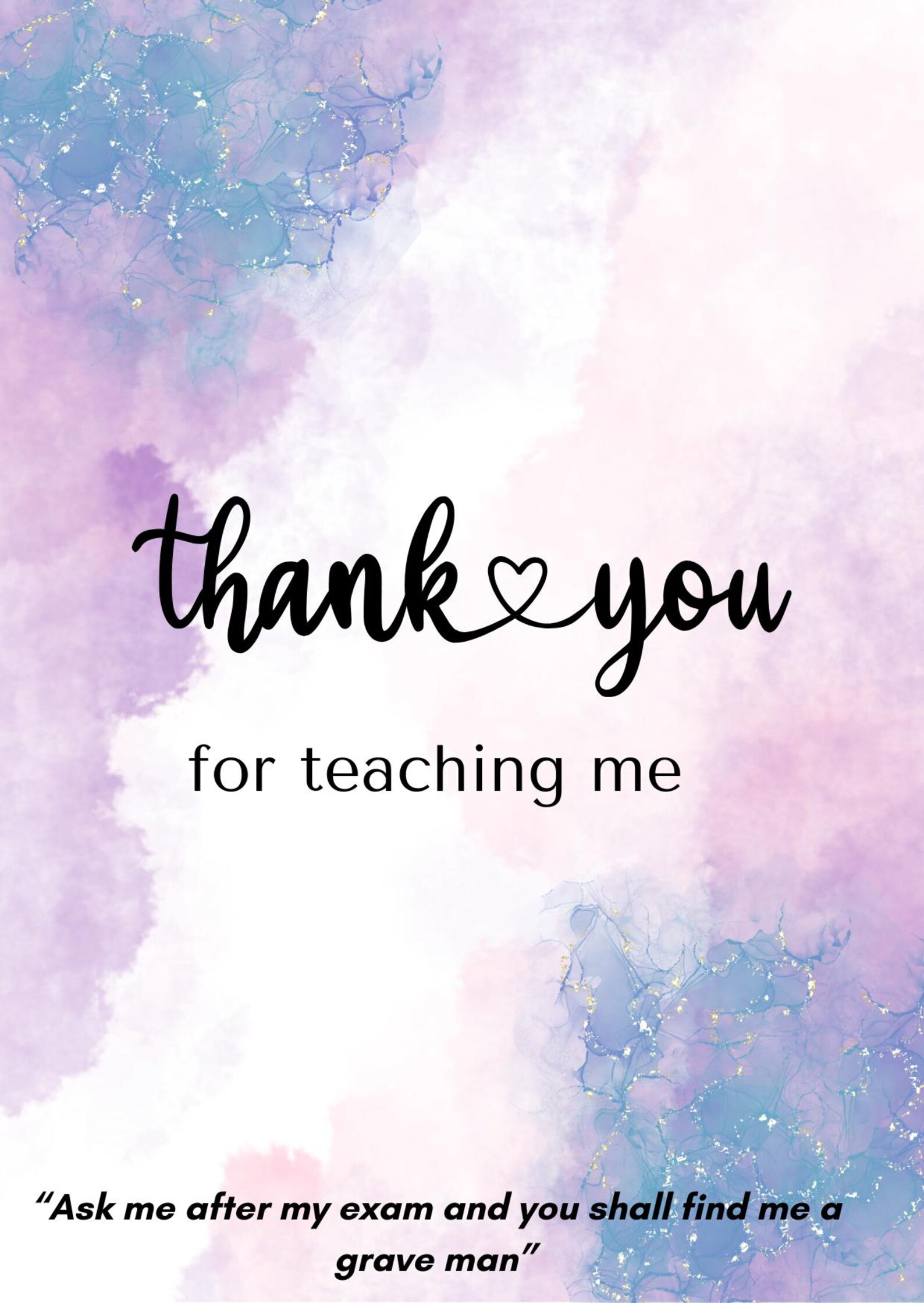 Thank You Card - English Teacher - Etsy