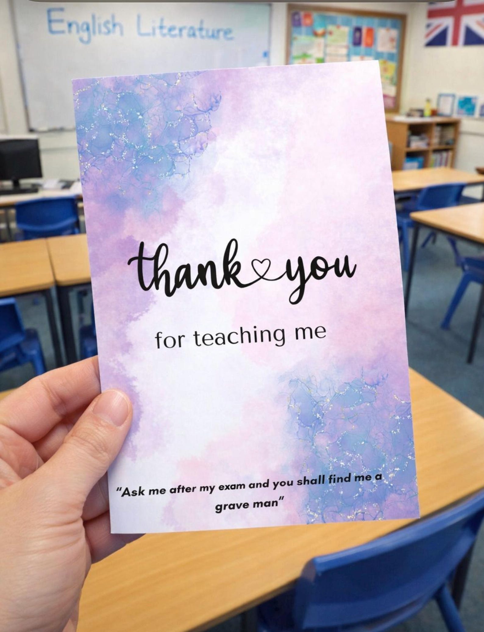 Thank You Card - English Teacher - Etsy