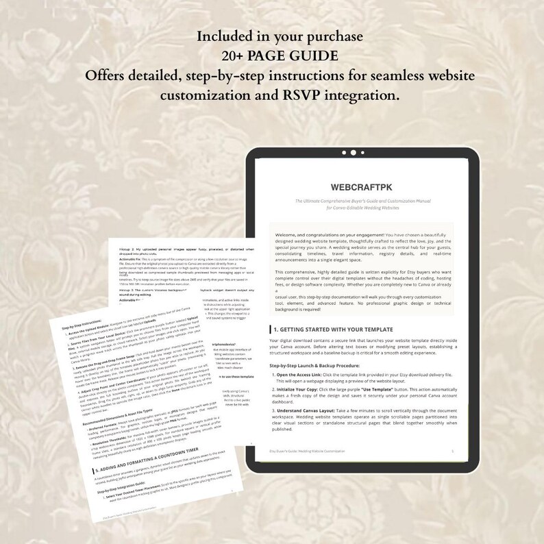 Ivory Wedding Website Template Canva Wedding Website With RSVP ...