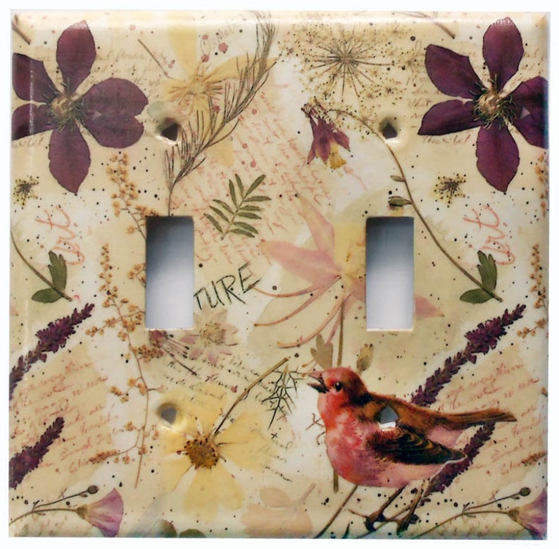 Double or Other Sizes for Light Switch Plate Pressed Flower Art - Etsy