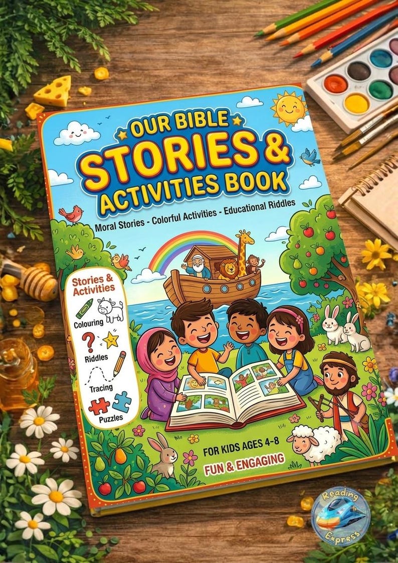 Bible Stories Activity Book for Kids | Coloring, Tracing, Riddles ...