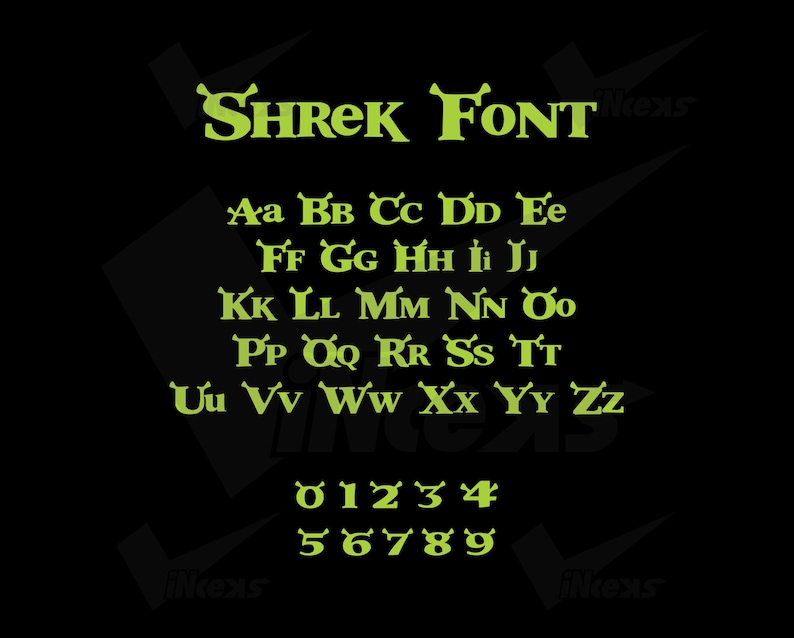 Cartoon Shrek Font Cut File for Cricut | Shrek Alphabet Letters Numbers ...