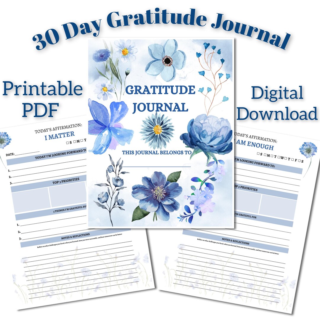30 Day Gratitude Journal Printable - Digital Download - Etsy