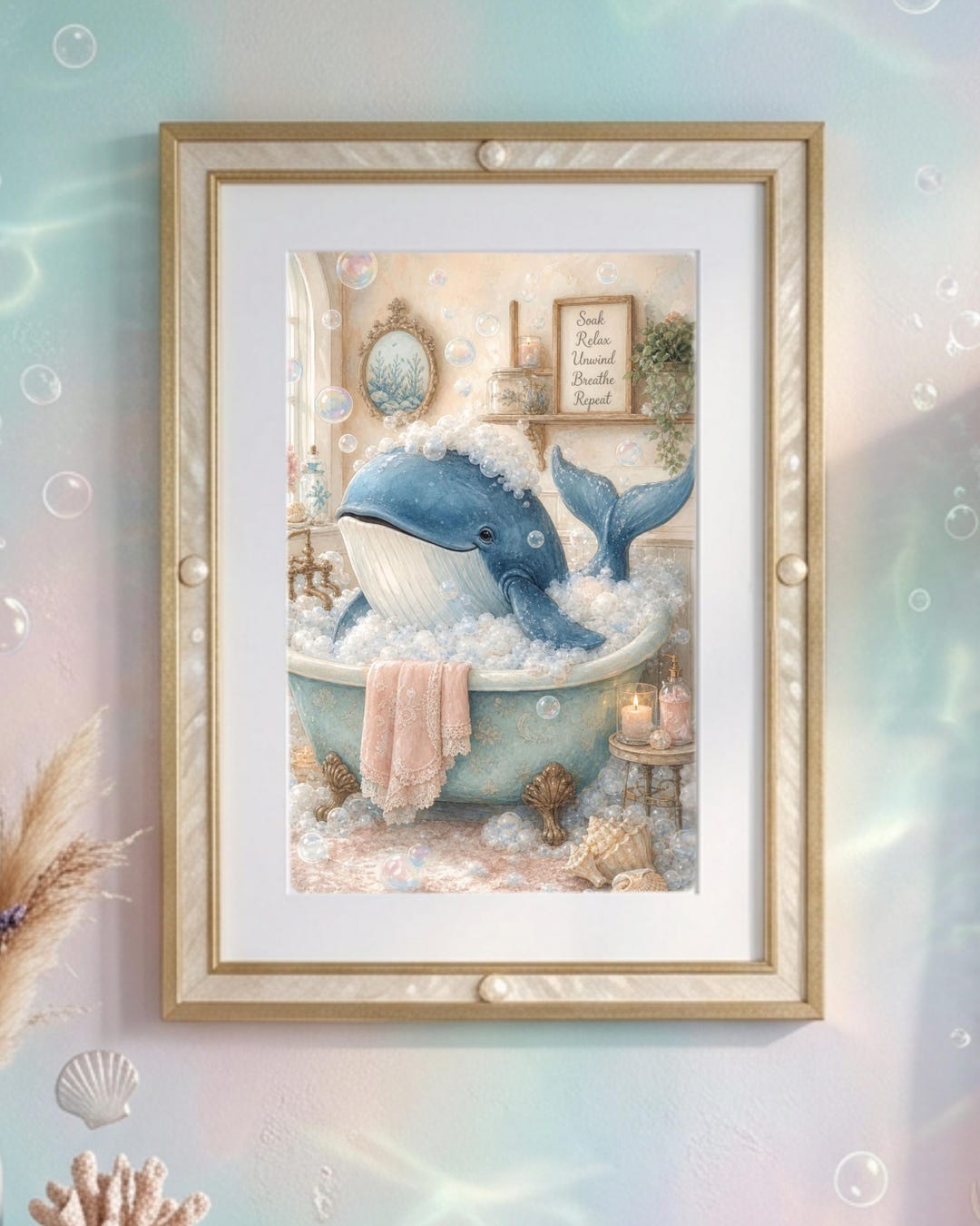 Digital Download - Whale Bathtub Art Print | Coastal Nursery Decor - Etsy