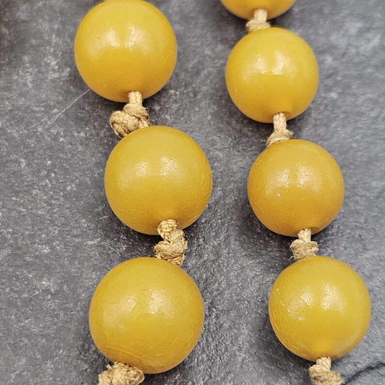 Antique Vtg Galalith ? Necklace Early Plastic Butterscotch Yellow Beads ...