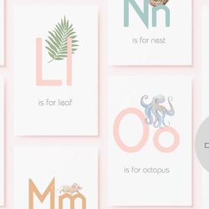 Preschool Alphabet Flashcards, Minimalist Alphabet, Montessori, Nursery ...