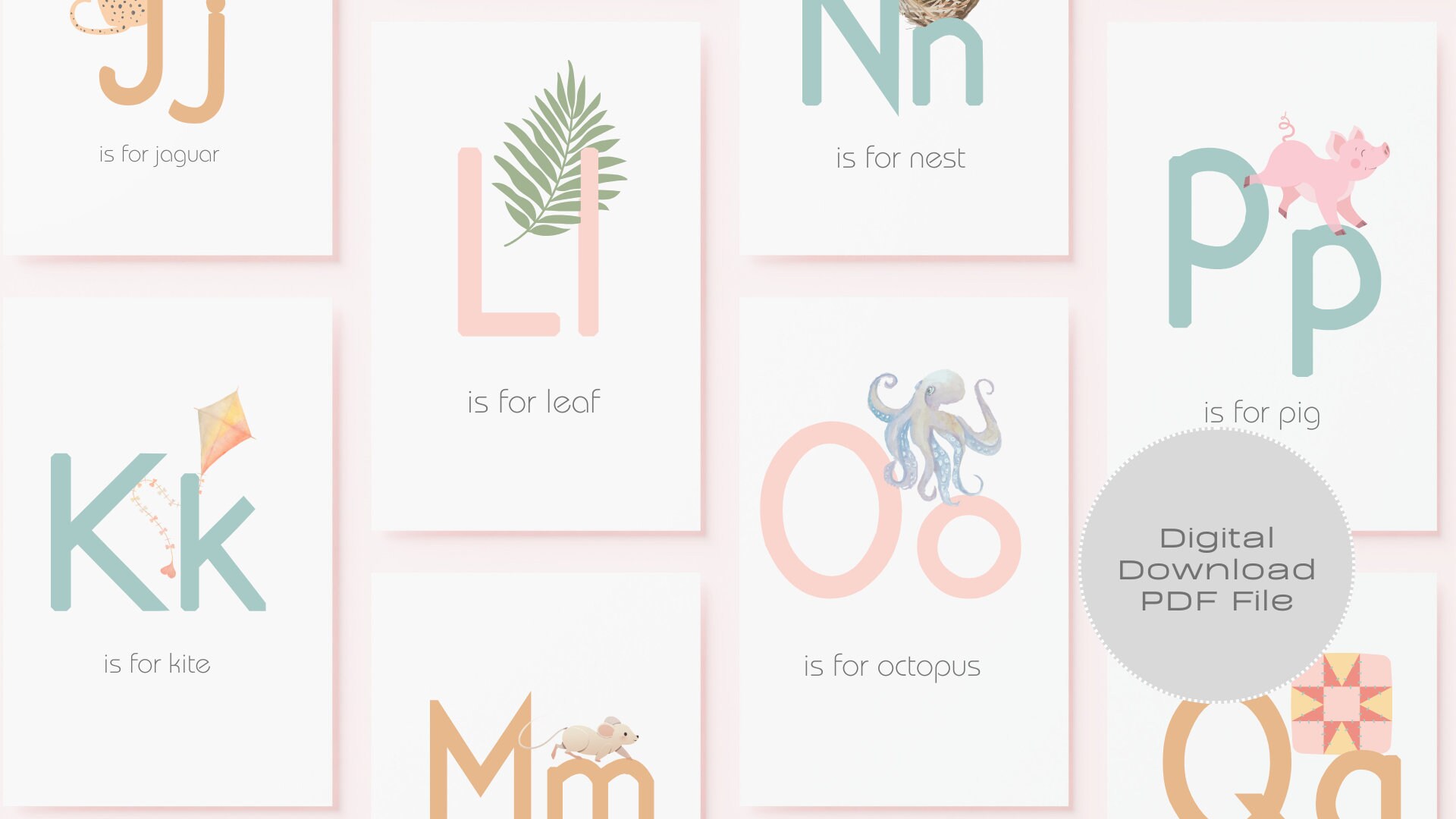 Preschool Alphabet Flashcards Minimalist Alphabet - Etsy