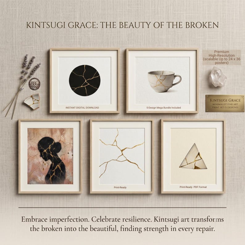 Kintsugi Wall Art, Abstract Japanese Philosophy Print, Zen Healing ...