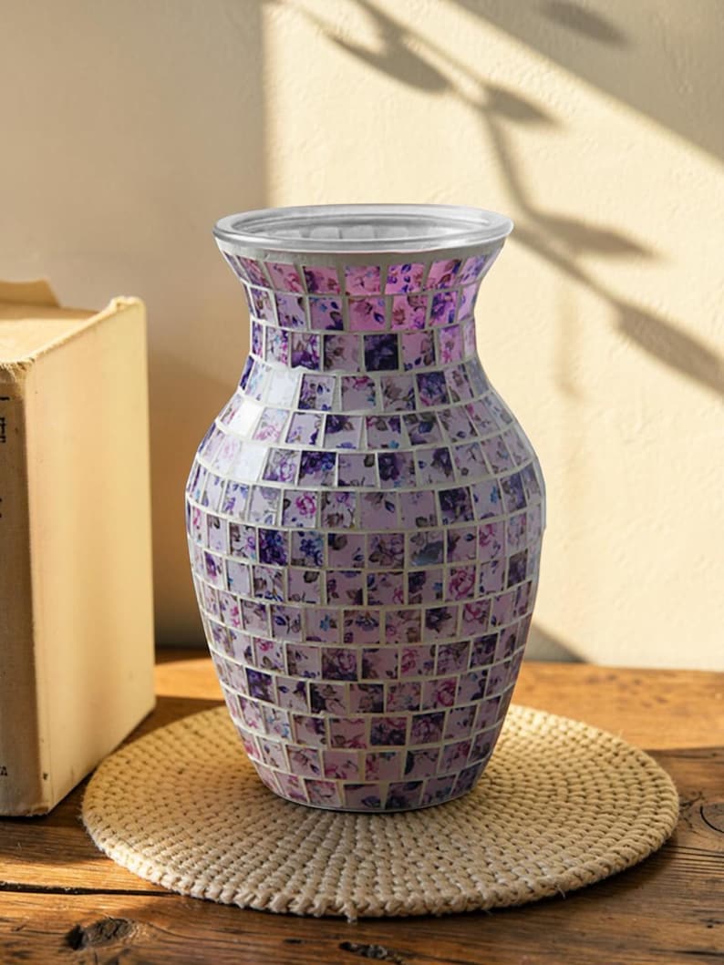 Handmade Mosaic Vase, Floral Glass Tile, Decorative Flower Vase - Etsy