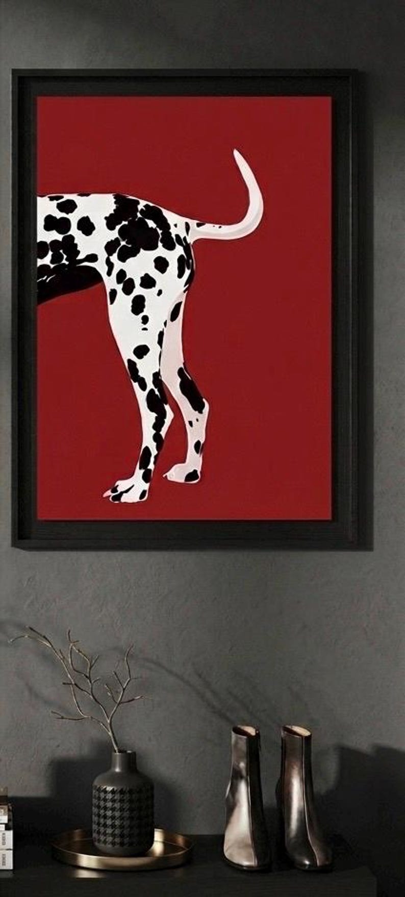 Back Dalmatian Printable Wall Art, Modern Dog Posters, Red and Black ...