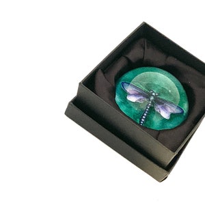 Glass Paperweight-blue DRAGONFLY Art-mother's Day Gift-nature Art-desk ...