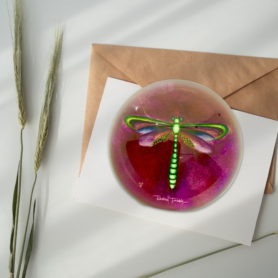 Handmade Glass Paperweight-purple Dragonfly-gardener Gift-desk ...