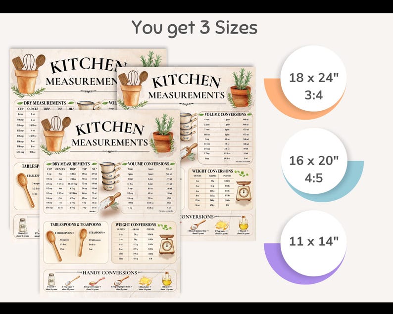 Kitchen Measurement Conversion Chart Printable, Cooking Conversion ...