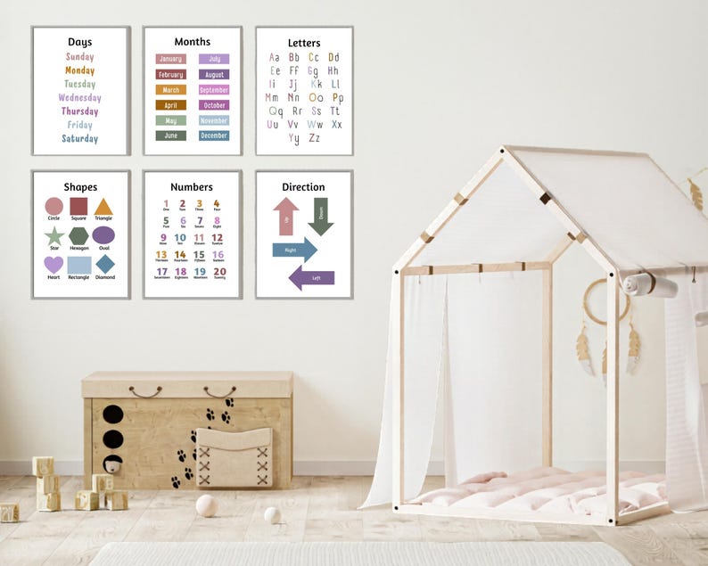 Preschool Learning Posters | ABC, Numbers, Shapes, Days, Months (PDF ...