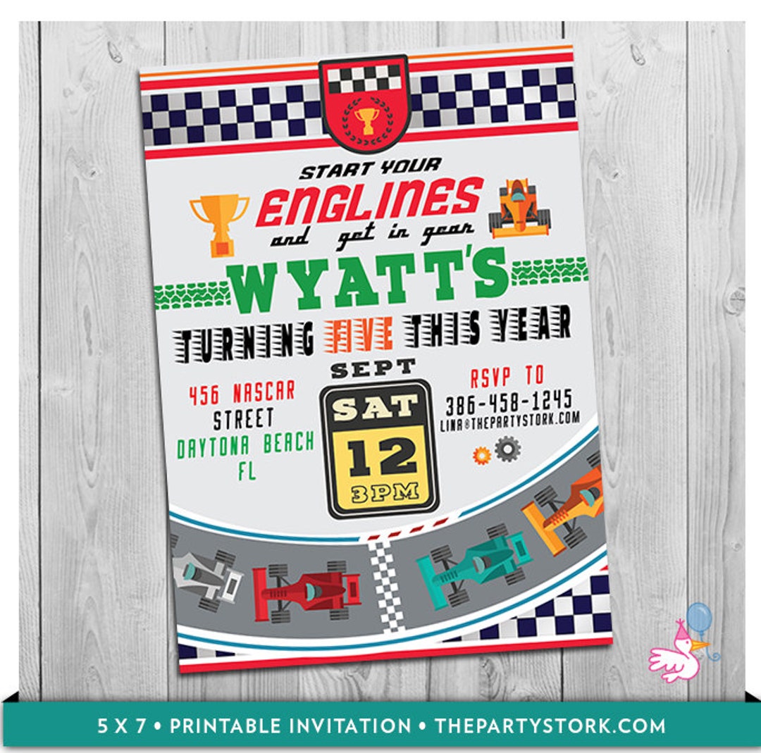 Race Car Invitation: Printable Personalized Boys Racing Birthday Party ...