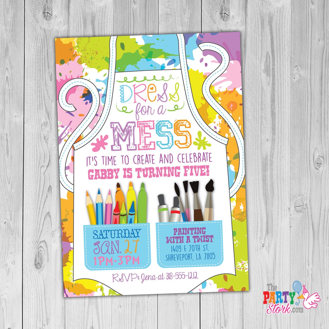 Art Party Invitation Dress for a Mess Art Party Girl Art - Etsy