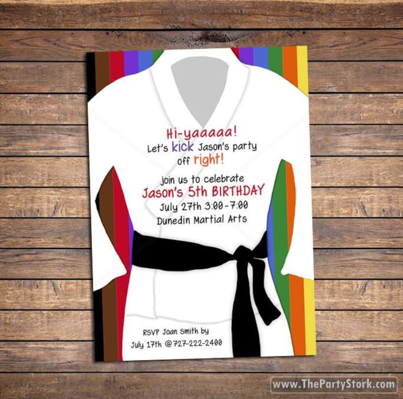 Karate Invitation, Karate Birthday Invitation, Karate Party Invitation ...