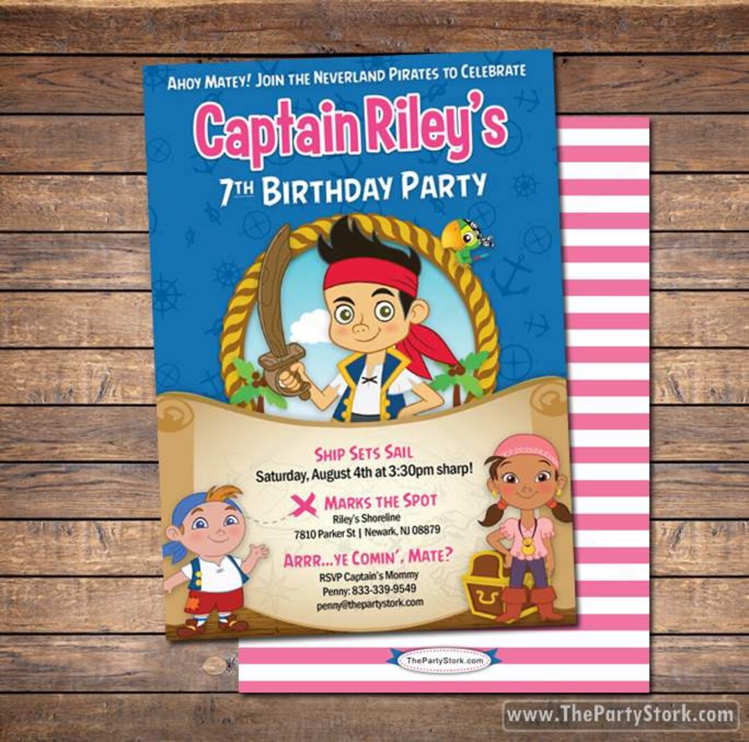 Jake and the Neverland Pirates Invitations: Printable Girls Pirate ...