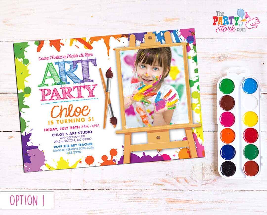 Art Invite With Photo, Paint Invite Printable - Etsy