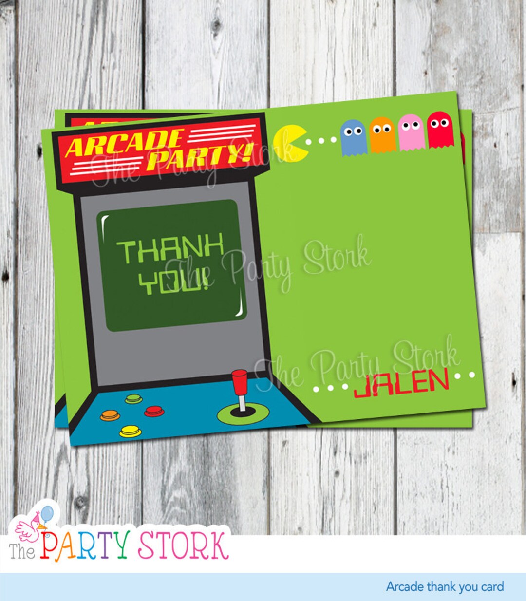Arcade Birthday Party Thank You Card: Digital Printable File, Matching ...