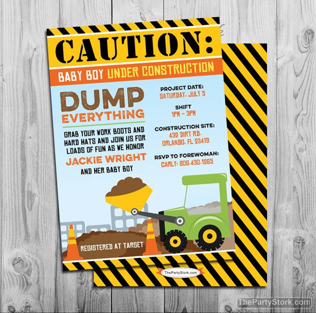 Construction Baby Shower Invitation, Baby Under Construction Baby ...
