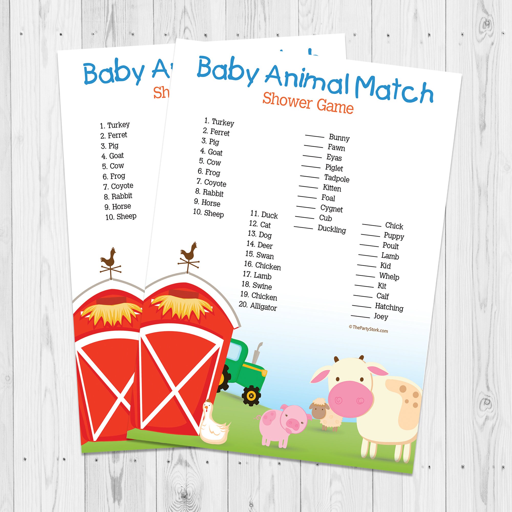 Barnyard Baby Shower Game PRINTABLE Baby Animal Match Game by | Etsy