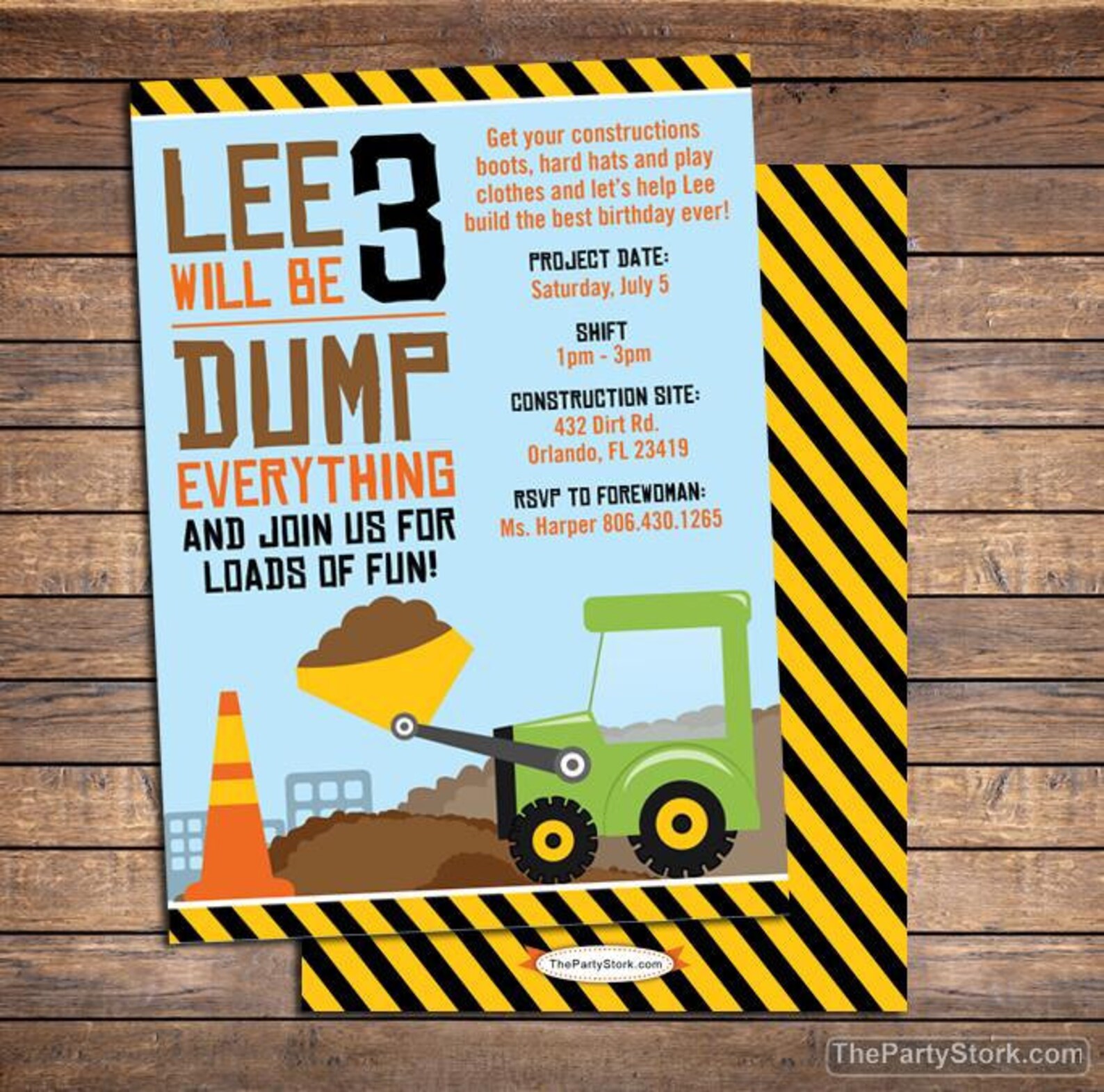Construction Birthday Party Invitation Construction Birthday Etsy