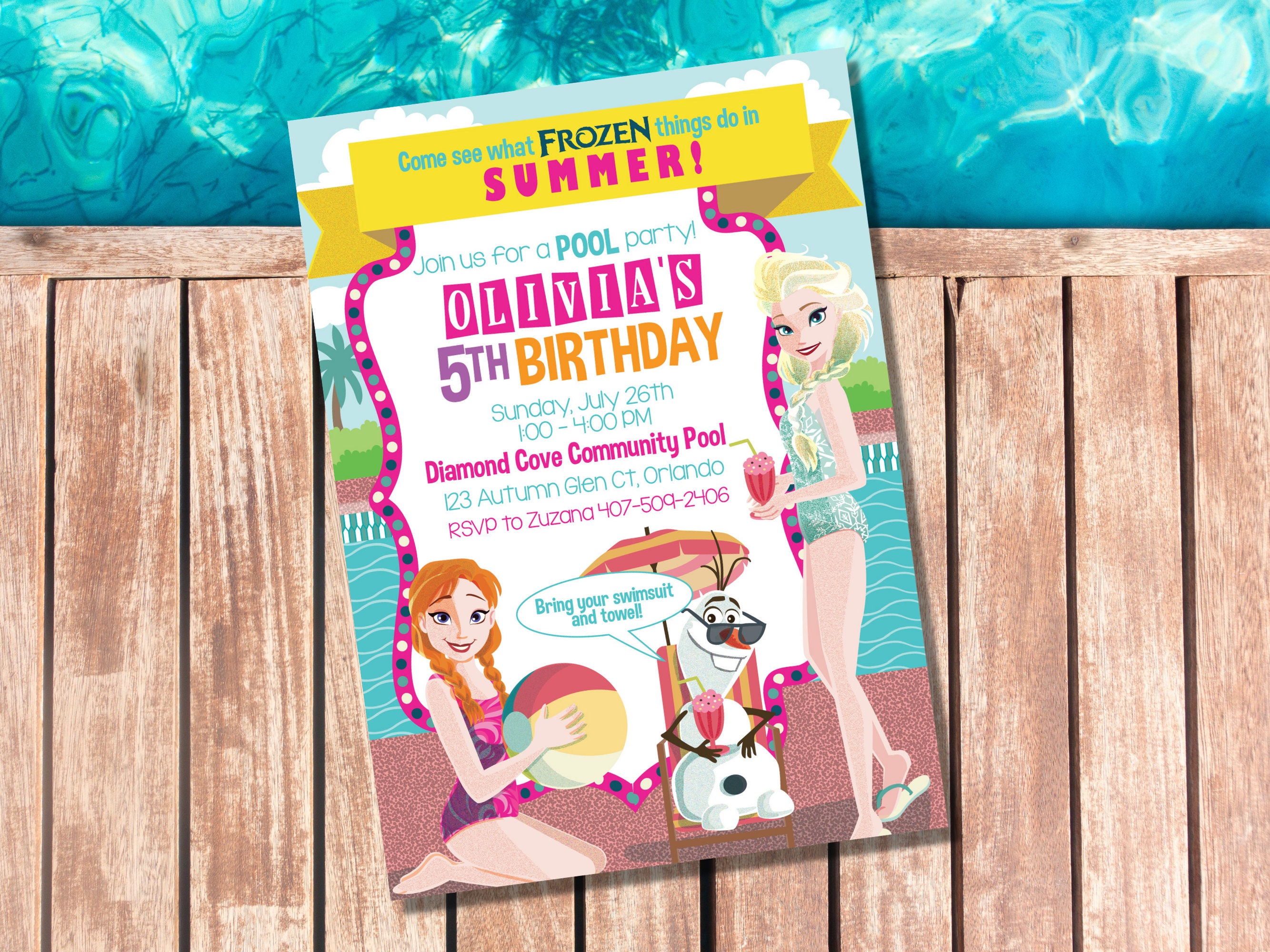 Frozen Pool Party Invitation | Printable Frozen Birthday Party Invite ...