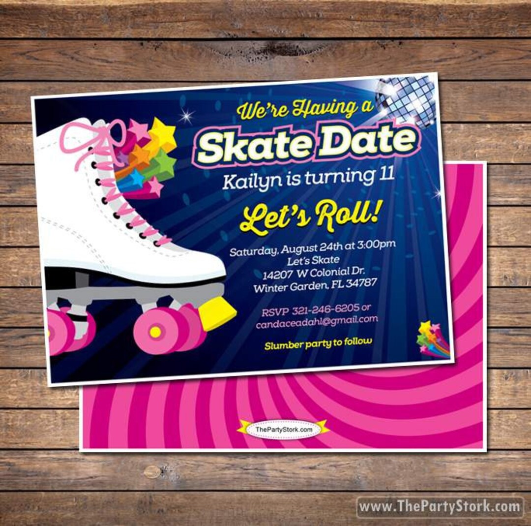 Skate Invitation, Skating Party Invitations, Roller Skate Invitation ...