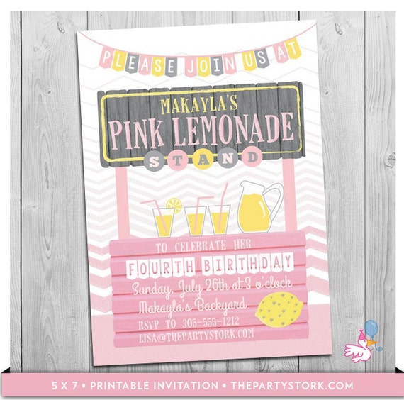 Lemonade Birthday Invitation Lemonade Stand Invitation Lemonade