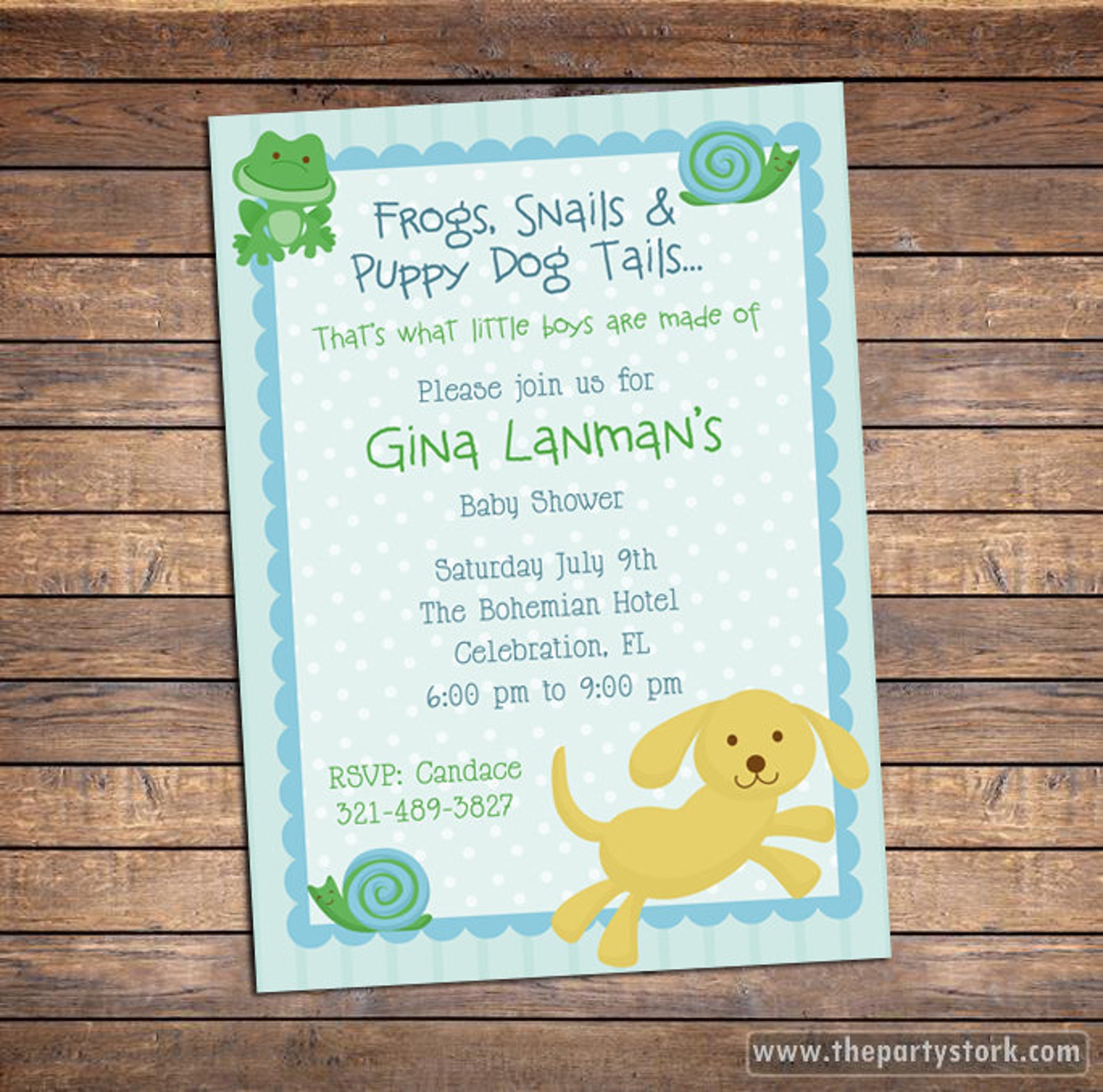 Frogs Snails and Puppy Dog Tails Baby Shower Invitation - Etsy