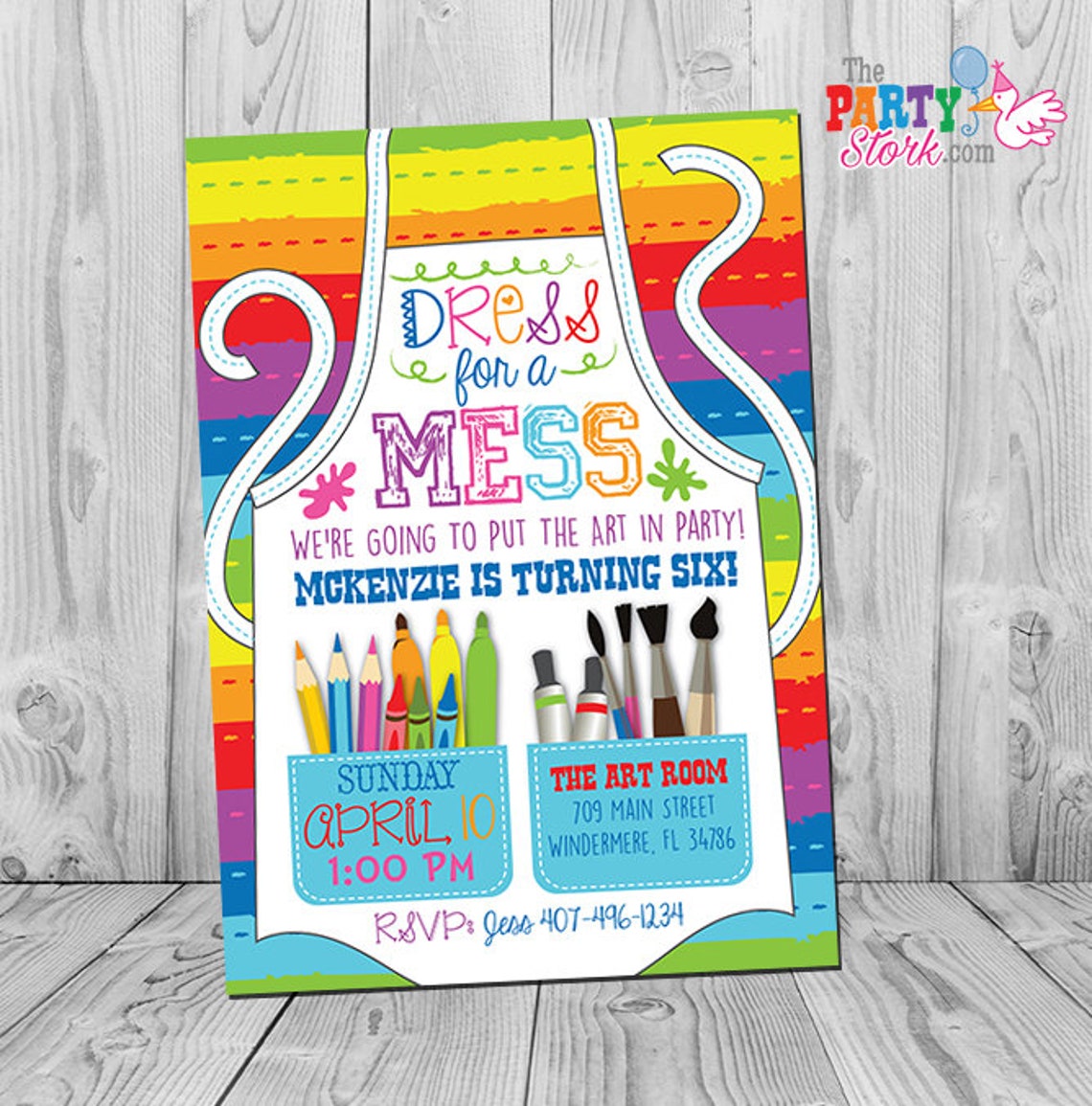 Art Party Invite Art Birthday Party Invitation Printed or | Etsy