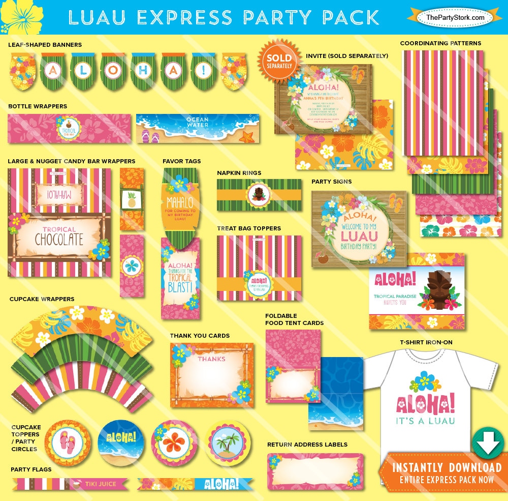 Luau Invitations Printable Luau Invitation Luau Birthday | Etsy