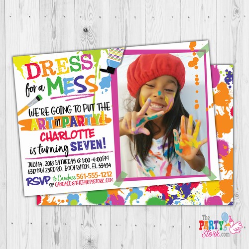 Paint Splatter Invitation Art Birthday Invite Boys Art Party - Etsy