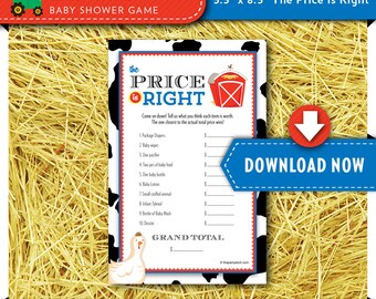 Barnyard Baby Shower Games: Farm Animal Theme, Bingo, Price is Right ...