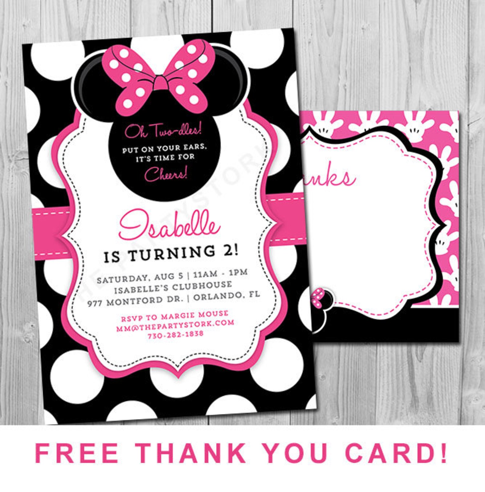 Minnie Mouse 2nd Birthday Invitations Printable Girls Party - Etsy