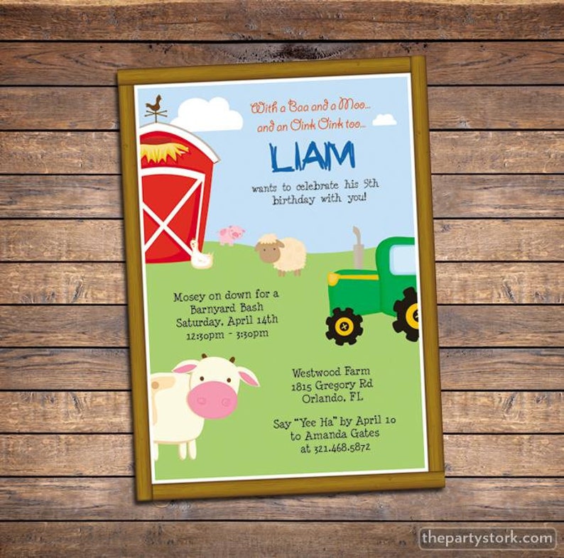 Barnyard Birthday Invitation Barnyard Invitations Barnyard - Etsy