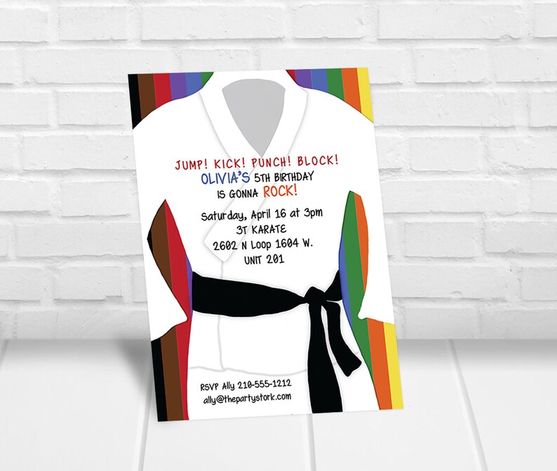 Karate Invitation, Karate Birthday Invitation, Karate Party Invitation ...