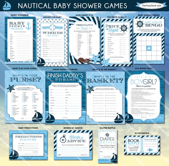 Nautical Theme Baby Shower Games Printable Nautical Baby Shower Games