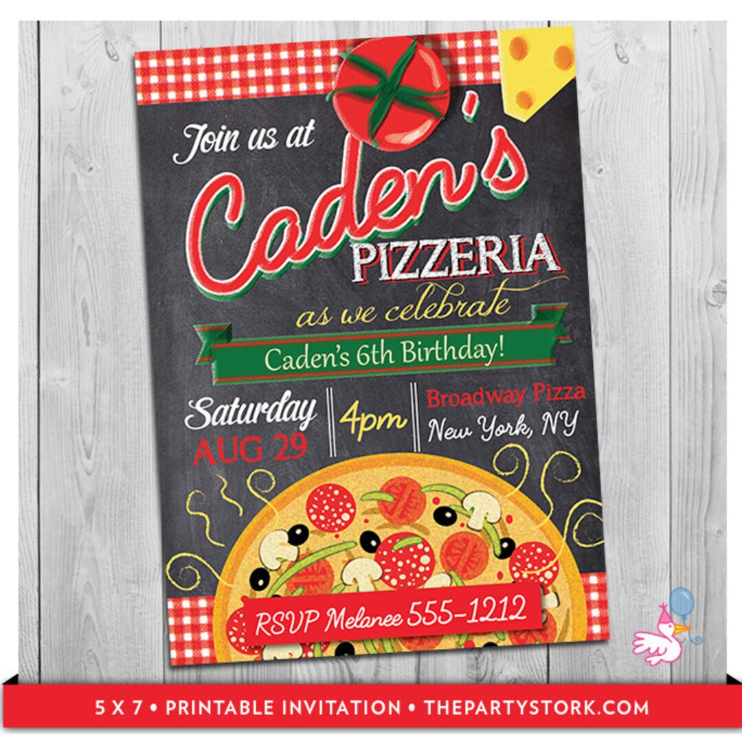 Pizza Party Invitation, Pizza Birthday Party Invitation, Printable ...