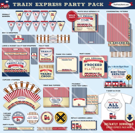 Train Birthday Party Decorations, Train Party Decorations Printable ...