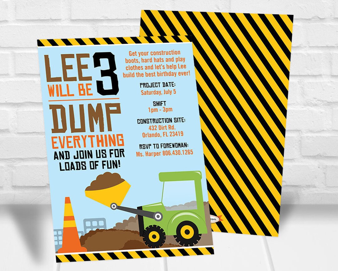Construction Birthday Party Invitation Construction Birthday