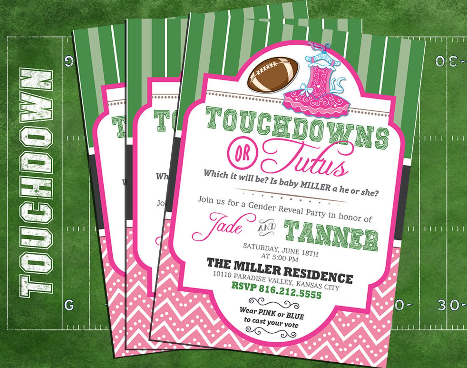 Touchdowns or Tutus Invitation Touchdowns or Tutus Gender - Etsy