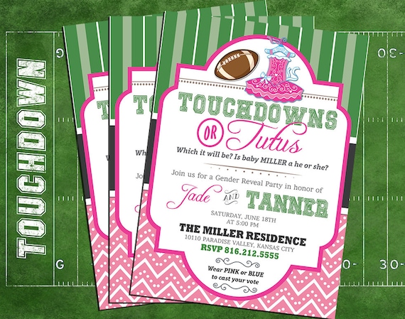 Touchdowns or Tutus Invitations Touchdowns or Tutus Gender Reveal ...