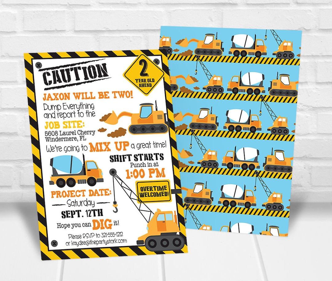 Construction Birthday Party Invitation, Construction Party Invites ...