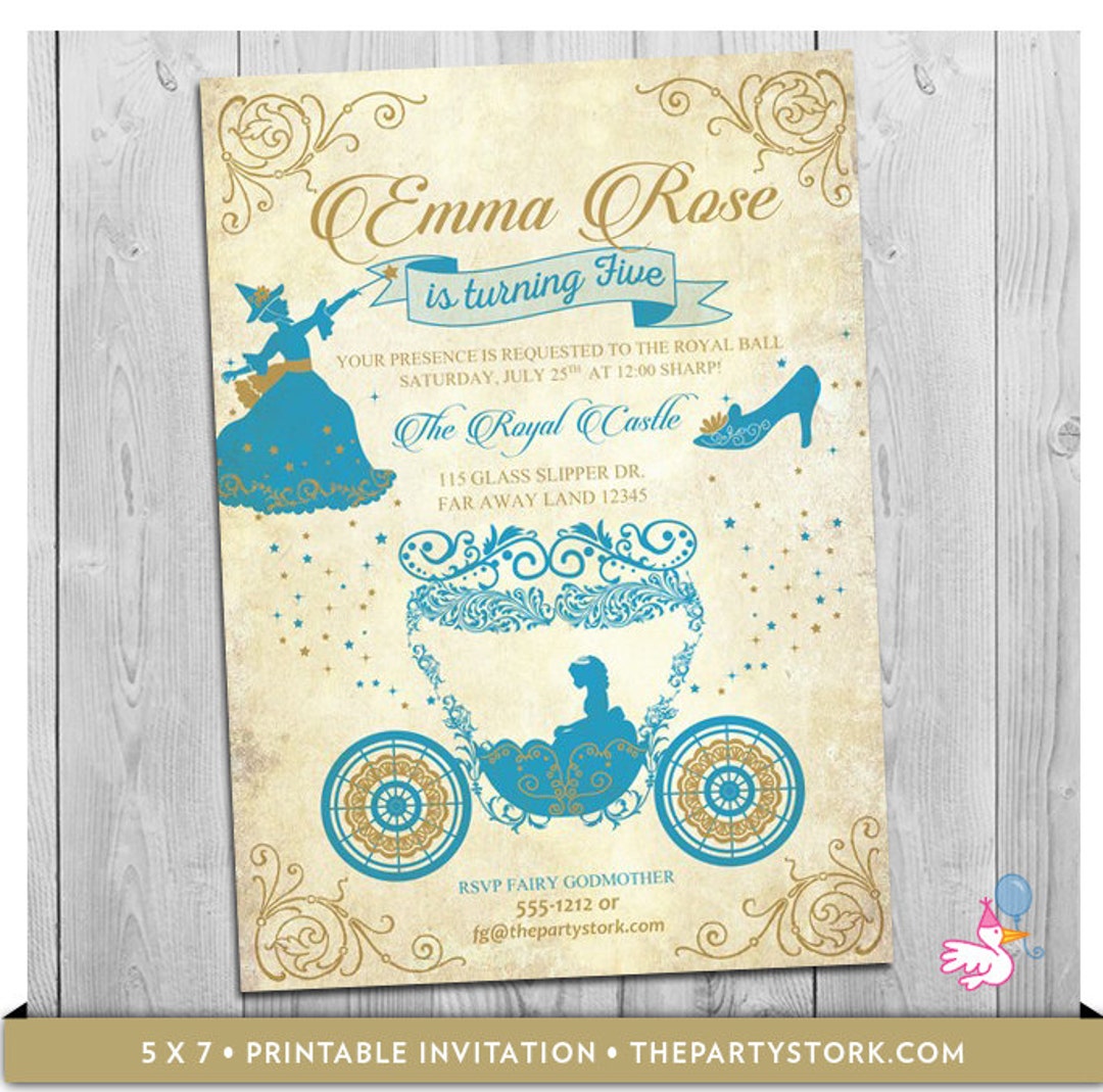 Cinderella Invitation, Cinderella Birthday Invitation, Cinderella ...